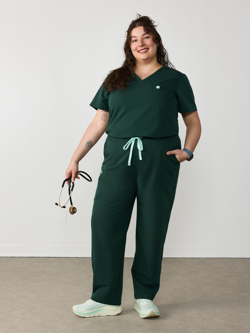 JULIETA RE-GARDE™ - FOREST GREEN - Straight Cut Scrub Pants - SILVADUR USA