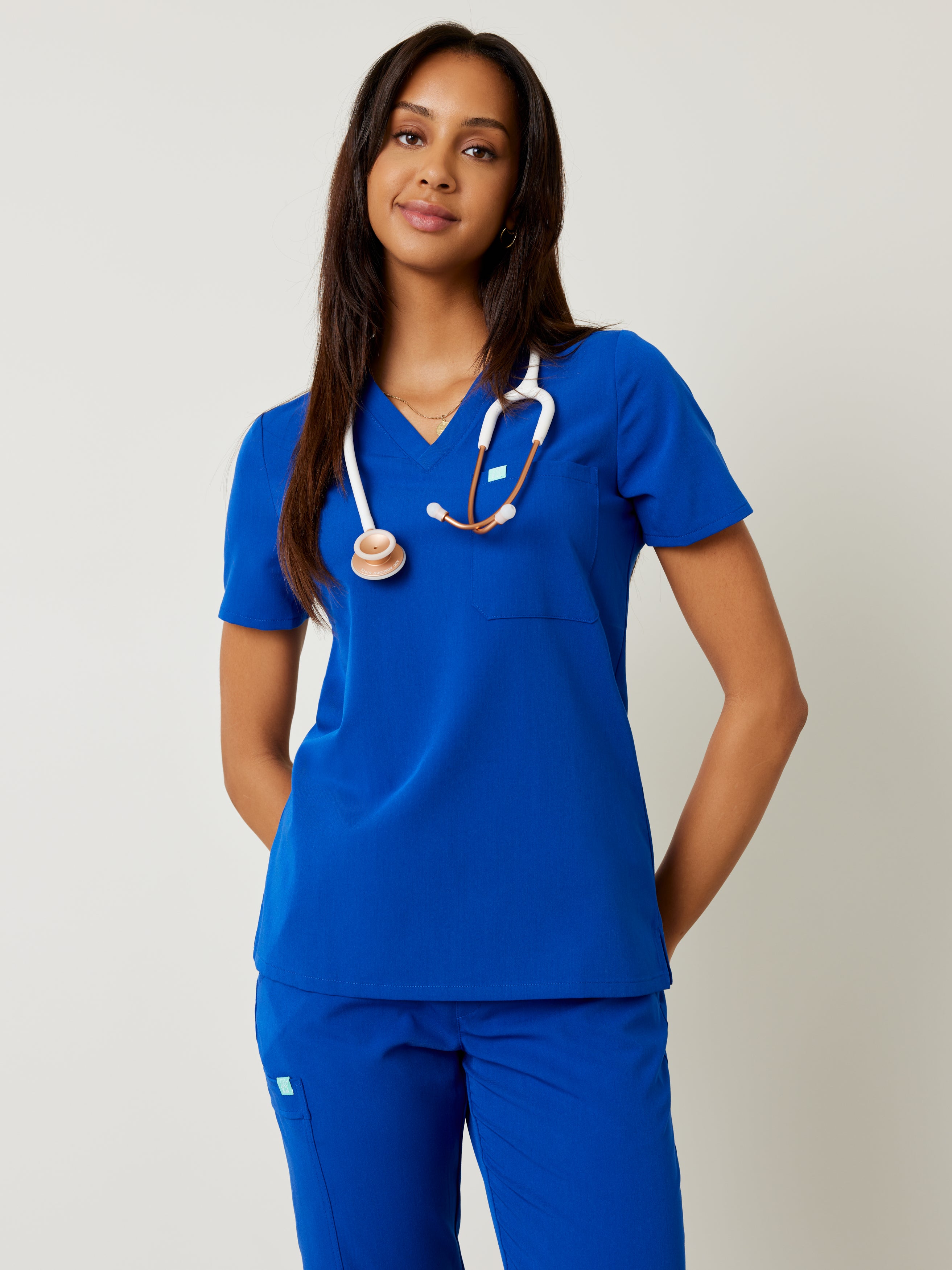 GABRIELLE RE-GARDE™ - ROYAL BLUE - One Pocket Scrub Top - SILVADUR™ USA