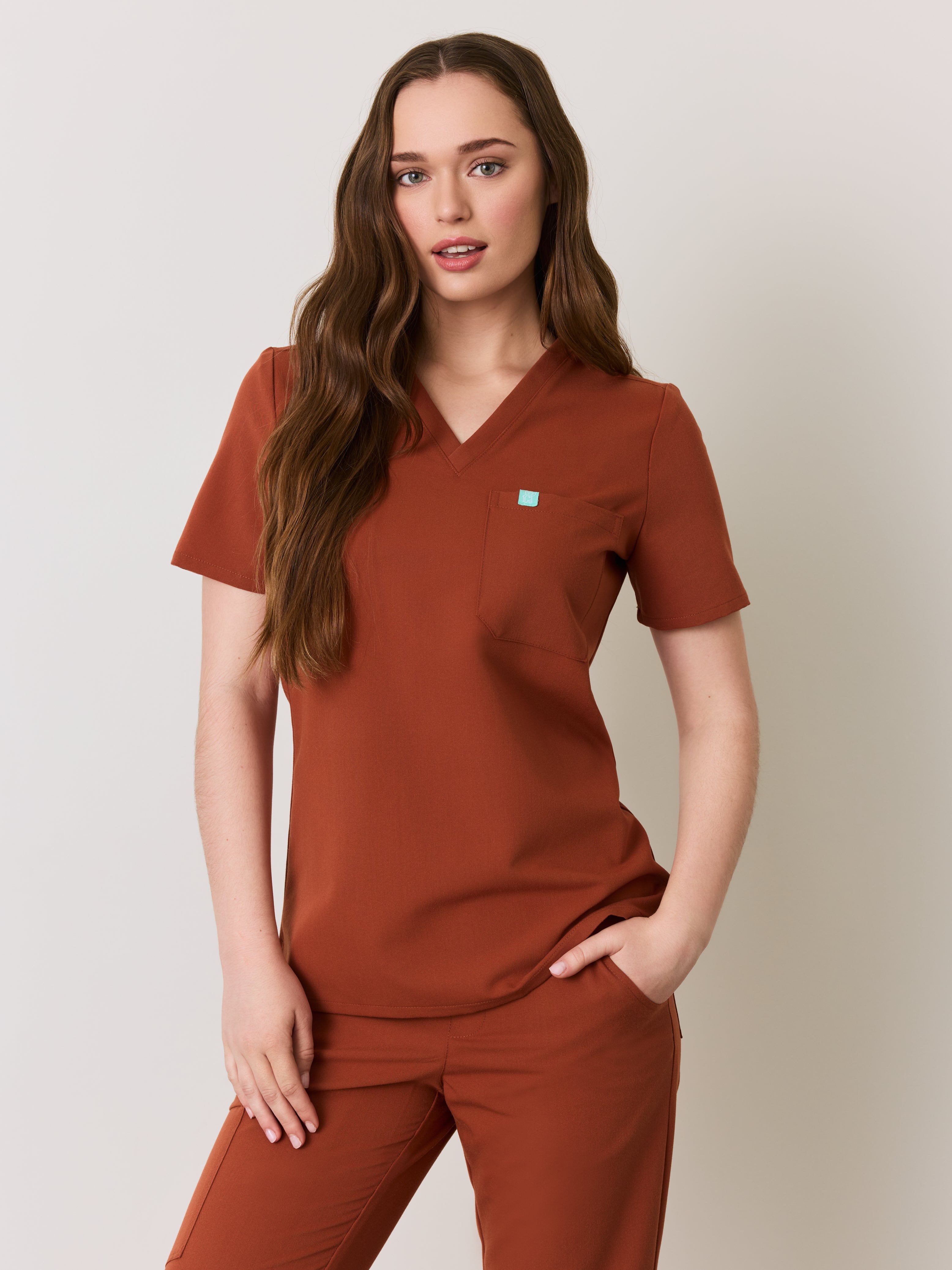 GABRIELLE RE-GARDE™ - SEQUOIA - One Pocket Scrub Top - SILVADUR™ USA