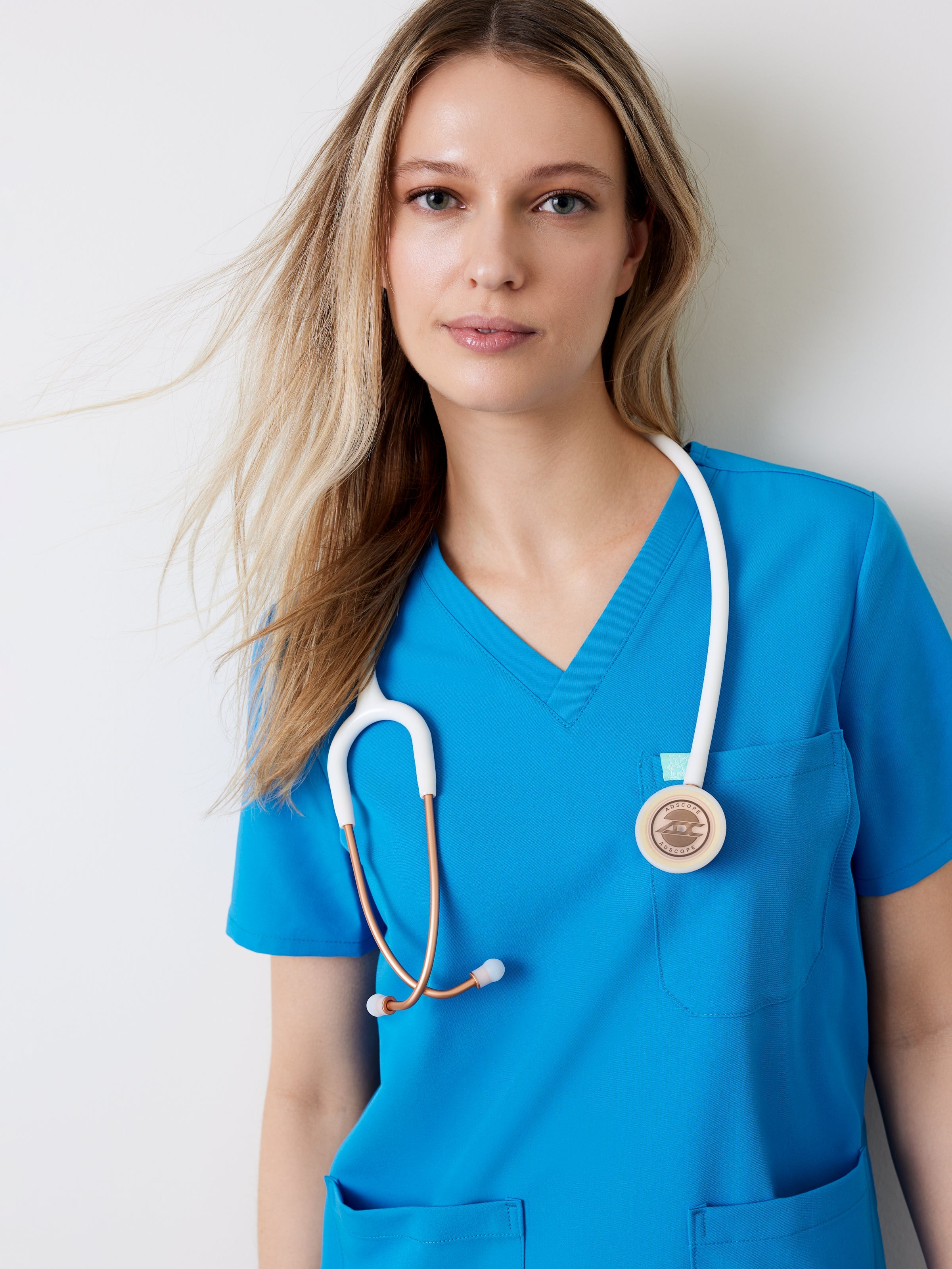 CHLOE RE-GARDE™ - AZURE BLUE - Three Pockets Scrub Top - Final Sale USA